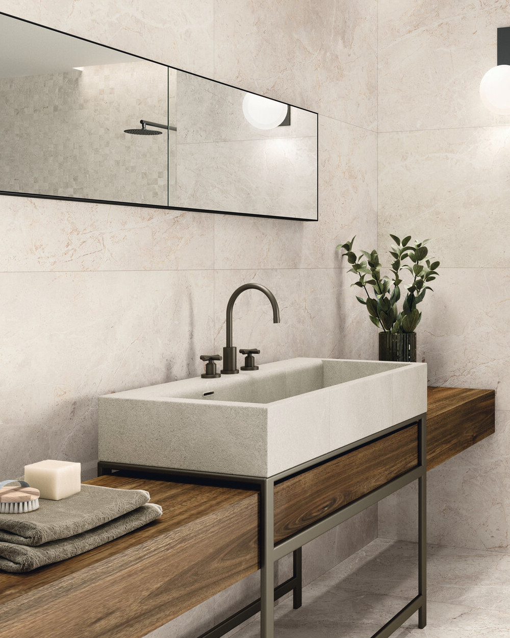 Natural stone effect tiles Light 60x120 cm Mat surface| Augustus Cream ...