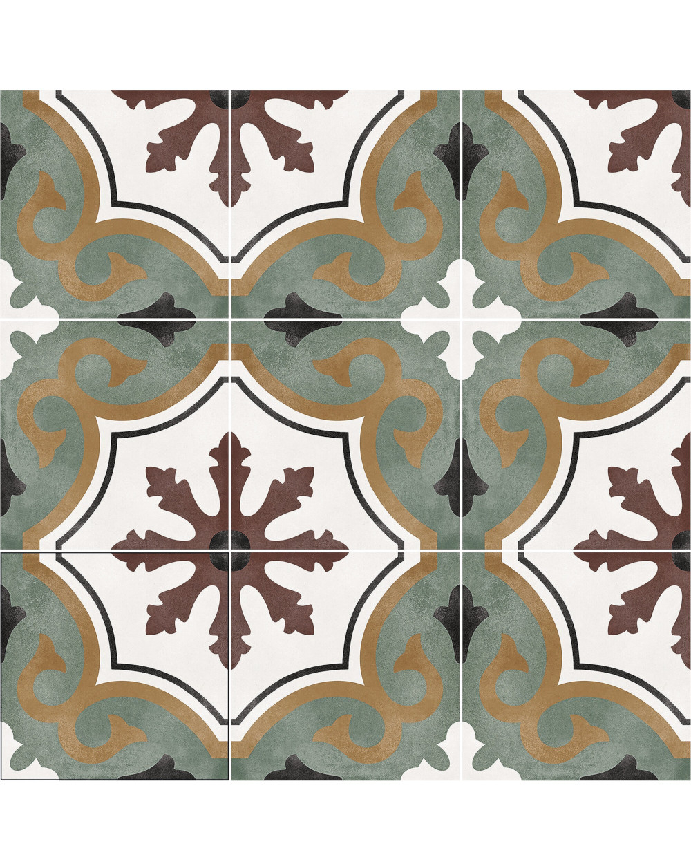 Floor tiles 15x15 cm Art Nouveau pattern | Flo Olivia