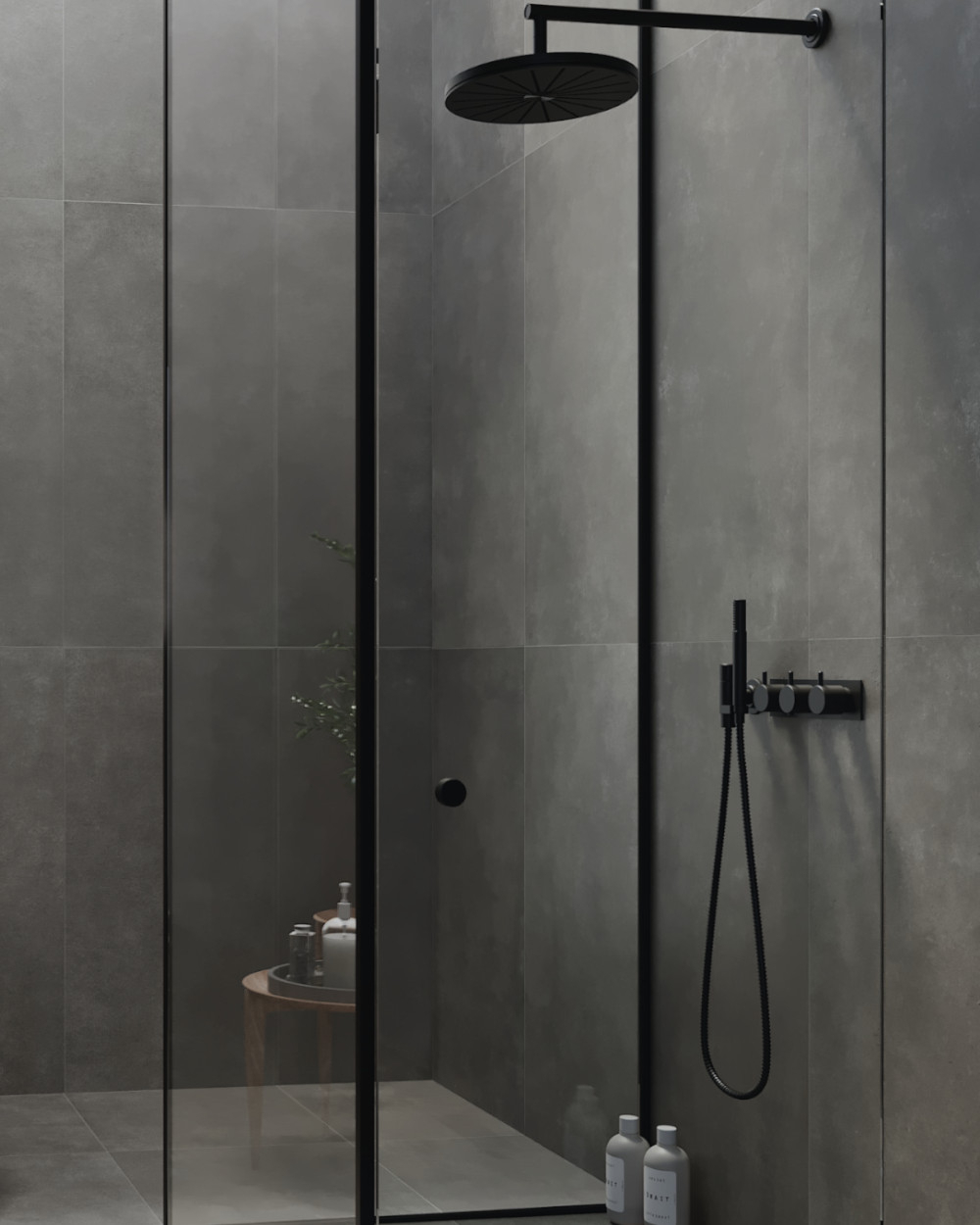 Tile in concrete look coal 60x120 cm | WORK B Coal | SAMPLE SHIPPING
