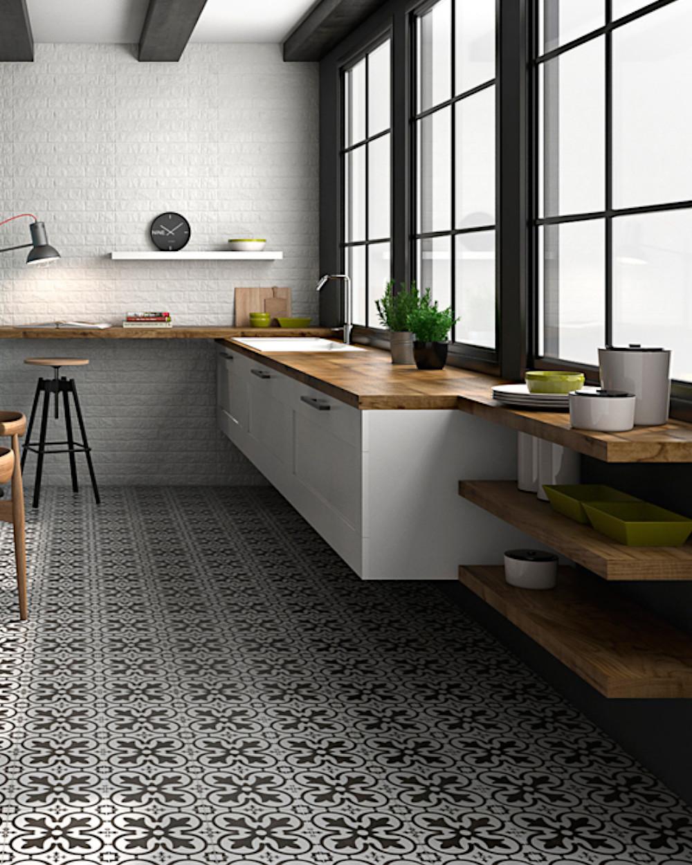 Art Nouveau Tile Black White |Boulevard Negro 45x45 cm